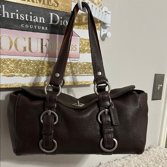 Coach | Bags | Coach Dark Brown Pebbled Leather Chelsea Satchel With ...